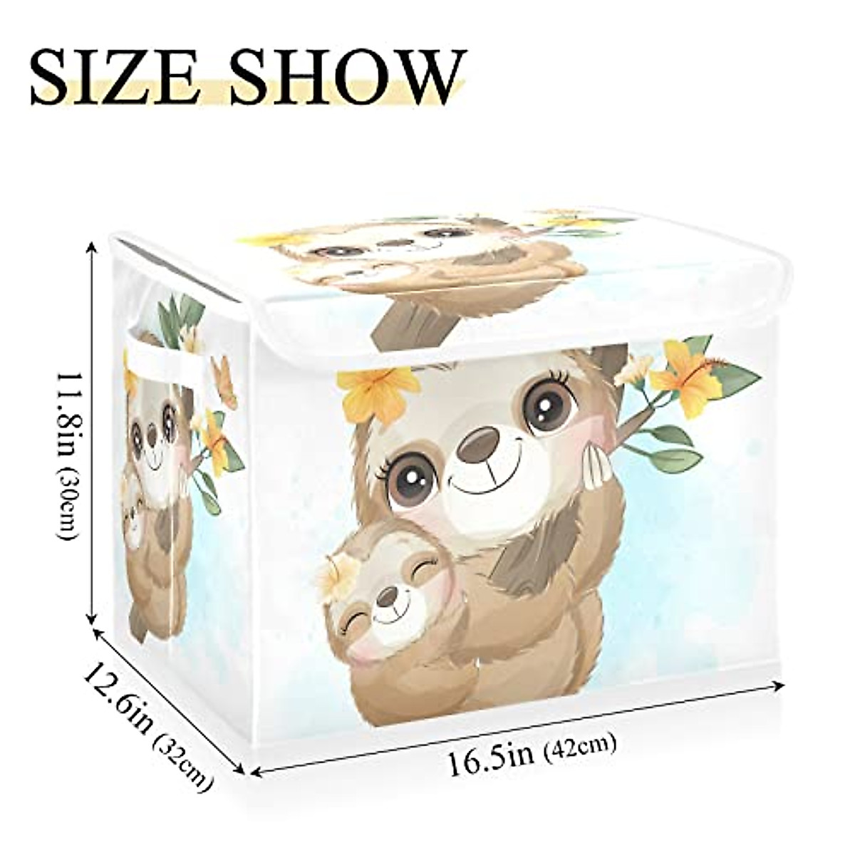 innewgogo Sloth Storage Bins with Lids for Organizing Organizer Containers with Handles Oxford Cloth Storage Cube Box for Bed Room