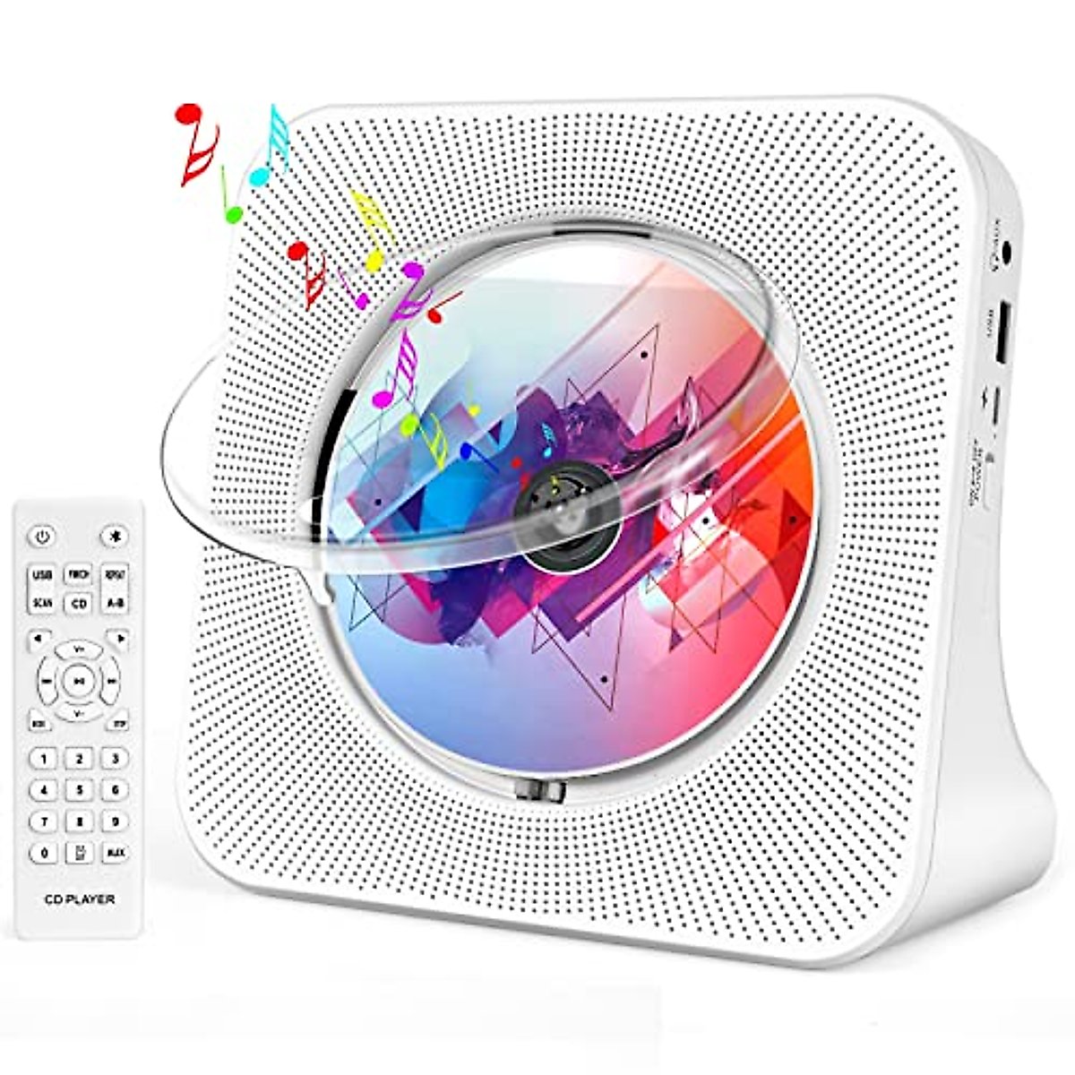 Desktop CD Player with Speakers, ROADOM CD Players for Home, Bluetooth CD Player with Hi-Fi Stereo Sound,Remote Control,Supports CD/Bluetooth/FM Radio/U Disk/AUX/Timer/Repeat