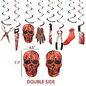 Halloween Bloody Weapons Hanging Swirl Decorations, Pre-Assembled Bloody Garland Banner, Have a Killer Birthday & Friday the 13th Birthday Party Decorations, Halloween Horror Zombie Vampire Party Supplies - 22pcs