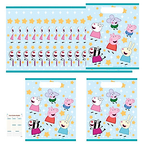 Unique Peppa Pig Party Favor Bags Pack - 16 Peppa Pig Goodie Bags, Checklist - Peppa Pig Party Decorations, Birthday Party Supplies, Officially Licensed