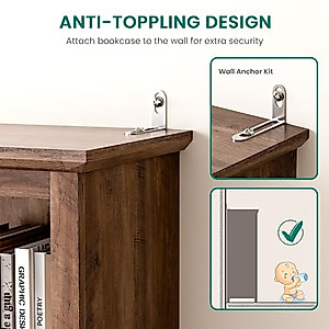 Naice Bookshelf 70" Tall Bookcase, 5 Shelf Book Shelf with Glass Doors Adjustable Display Storage Shelves Wood Large Bookshelf Furniture for Bedroom Home Office Living Room