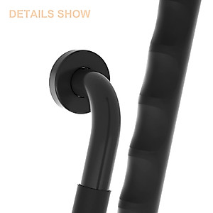 2 Pack 16 Inch Black Shower Grab Bar w/Anti Slip Rubber Grip,ZUEXT Stainless Steel Bath Grab Bar,Bathroom Balance Bar,Wall Mount Safety Handrail Support,Handicap Injury Elderly Senior Assist Handle