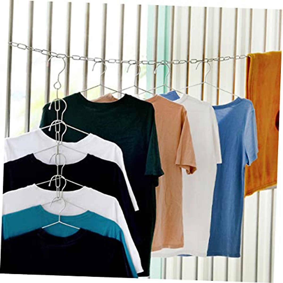 Zerodeko 3pcs Metal Clothing Rack Stainless Steel Chain Portable Drying Rack Clothes Storage Chains Display Hanging Chain Adjustable Clotheslines Clothes Drying Chain Clothes Drying Rack