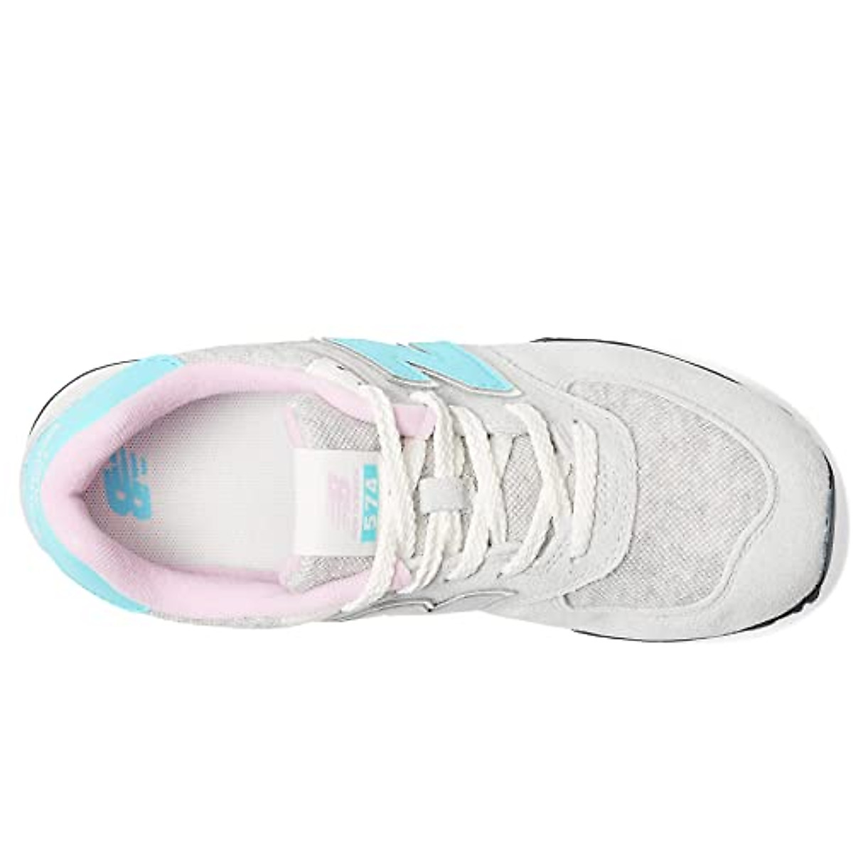 New Balance Kids 574 V1 70s Racing Lace-up Sneaker, BRIGHTON GREY/SUMMER AQUA/LILAC CLOUD, 2 W Little Kid (4-8 Years)