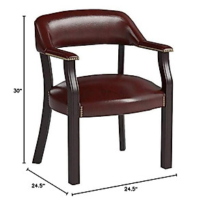 Office Star Padded Vinyl Seat and Back Traditional Guest Chair with Nailhead Accents and Mahogany Finish Wood Frame, Jamestown