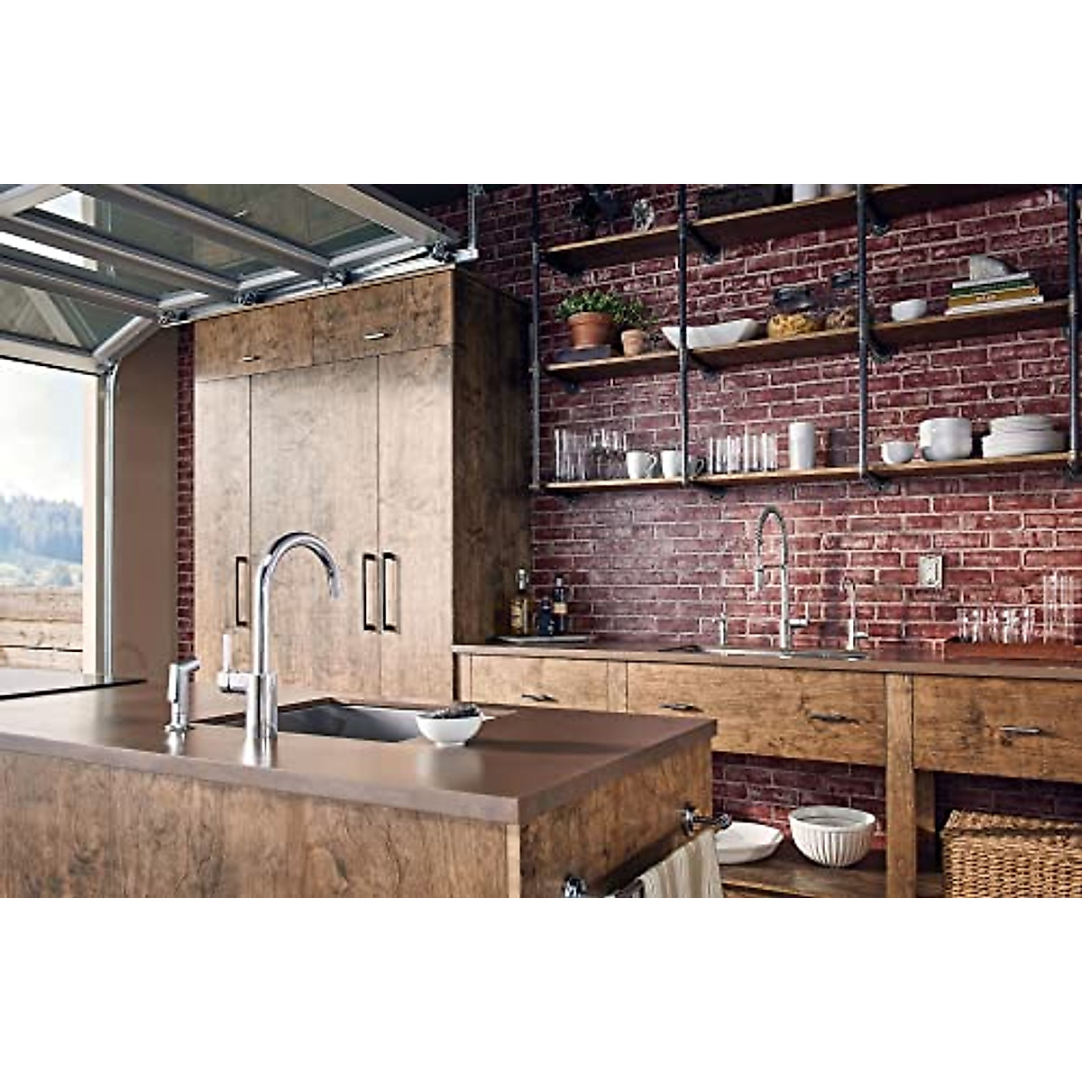 Moen Align Chrome One-Handle Pre-Rinse Spring Pulldown Kitchen Faucet with Pull Down Sprayer and Power Boost, Single Hole Kitchen Sink Faucet, 5923