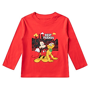 Disney Mickey Mouse and Pluto Boys Long Sleeve Shirt, Hooded Vest and Pants Set for Infant and Toddler