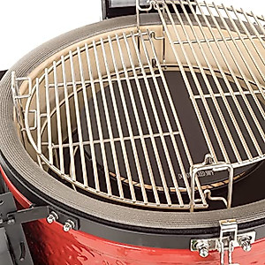 Kamado Joe Big Joe III 24 inch Charcoal Grill in Blaze Red with Grill Cover Bundle, KJ15041021