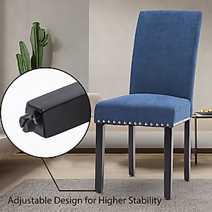 LSSPAID Dining Chairs, Fabric Padded Dining Room Chairs, Nail Head Trim Dining Chair, Blue, Set of 4