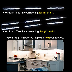 WOBANE Under Cabinet Lights, Kitchen LED Lighting Kit, 8 PCS 20inch LED Strip Light Bars with 24W Plug, RF Remote, Dimmable for Under Counter, Cupboard, Shelf, Showcase, Desk 6500K White,1900LM,13ft