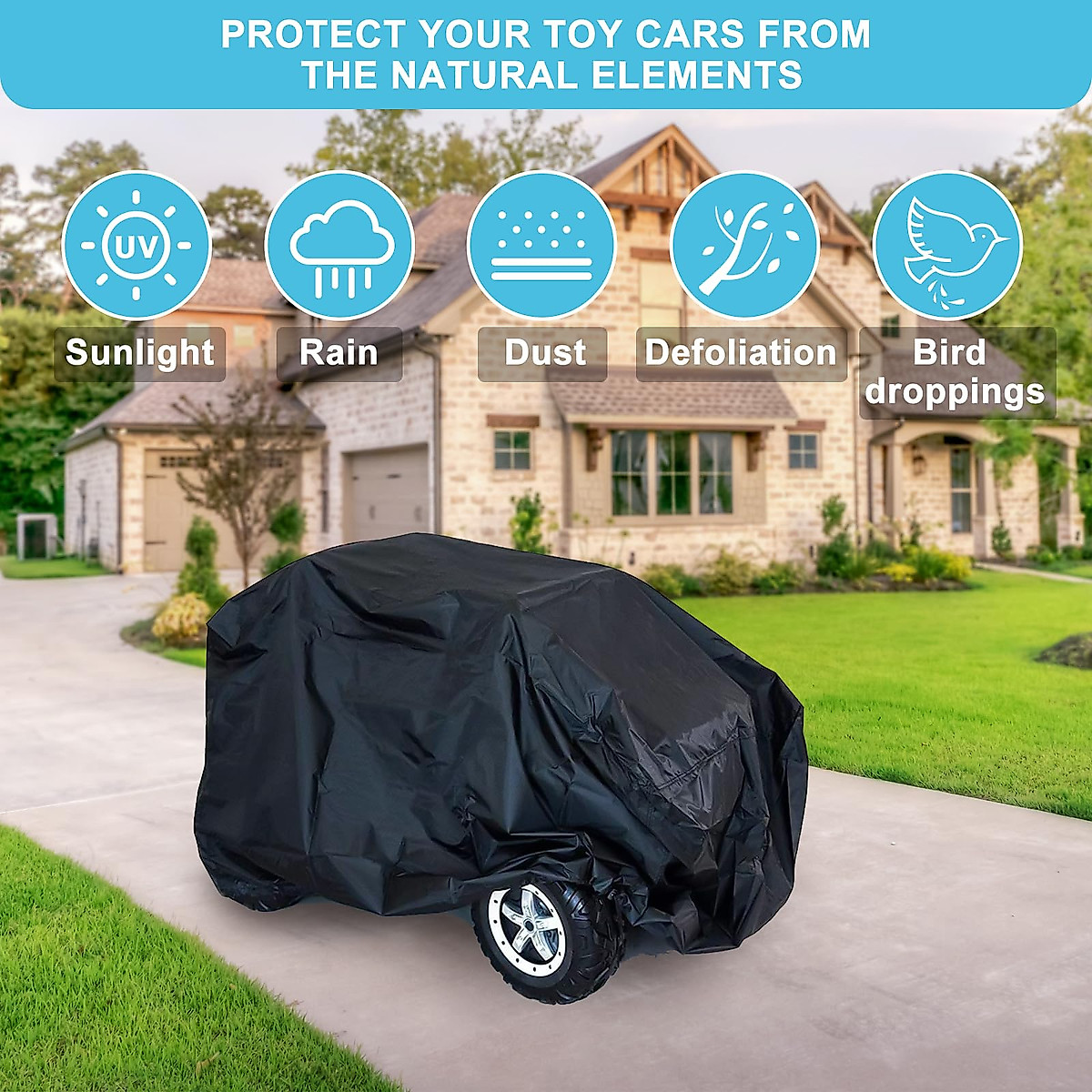 tonhui Kids Ride-On Toy Car Cover, Outdoor Wrapper Resistant Protection for Electric Battery Powered Children Wheels Toy Vehicles - Universal Fit, Water Resistant