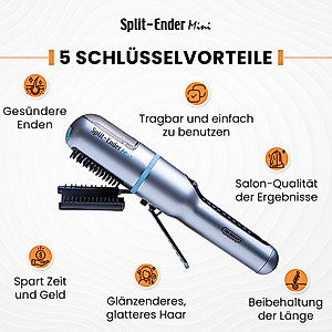 Split-Ender Mini - The Original Cordless Split End Hair Trimmer Automatic 3 AAA Battery Home Care Clipper 2-in-1 for Dry Damaged Splitting Broken Brittle Straight Curly Frizzy Beauty Styling - Blue