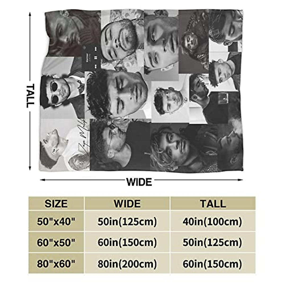 MIHOOD Zayn Malik Collage Blanket (3 Sizes), Warm, Lightweight & Cozy, Super Soft & Comfy Flannel Blanket, Fleece Blanket, Microfiber Anti-Pilling Plush Blanket for Couch, Bed, Sofa, 80"x60"