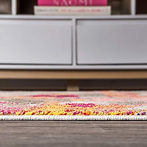 JONATHAN Y CTP101A-5 Contemporary POP Modern Abstract Brushstroke Indoor Area-Rug Bohemian Easy-Cleaning High Traffic Bedroom Kitchen Living Room Non Shedding, 5 ft x 8 ft, Cream/Pink