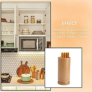 Zerodeko 3 pcs Kitchen Chopsticks Storage Holder Simple Kitchen Cutlery Bamboo Bucket