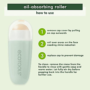 EcoTools Reusable Shine Control Oil Absorbing Facial Roller, Oil Absorbing Volcanic Ash Face Roller, For Oily Skin, Cruelty Free Facial Skincare Tool, Perfect For On The Go, 1 Count
