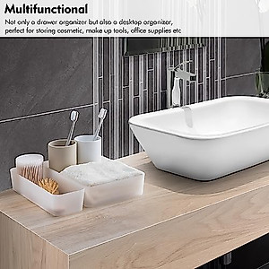 Poeland 15 Pcs Drawer Organizer Tray Storage Box for Bedroom Dresser Bathroom Kitchen, Frosted