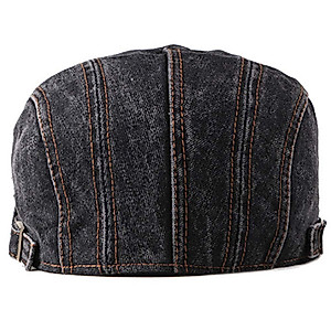 2 Pack Men's Cotton Flat Cap Ivy Gatsby Newsboy Cabbie Caps Hunting Hat, Jean Black/Dark Blue, One Size