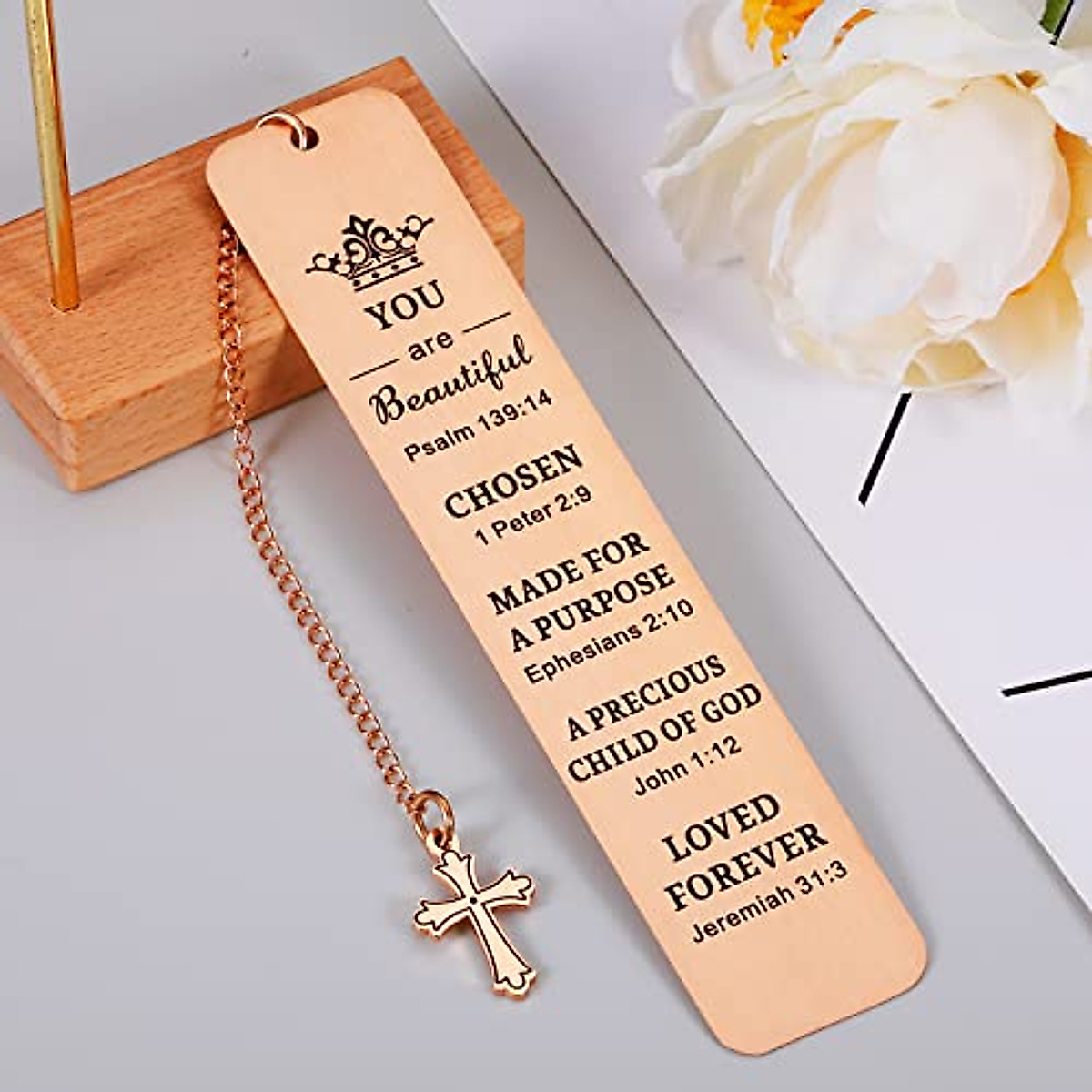 Christian Bookmark Gift for Women Religious Baptism Gift for Teen Girls Ladies Easter Bookmark for Her Female Friend Birthday Christmas Inspirational Gift for Daughter from Mom Bible Verse Present