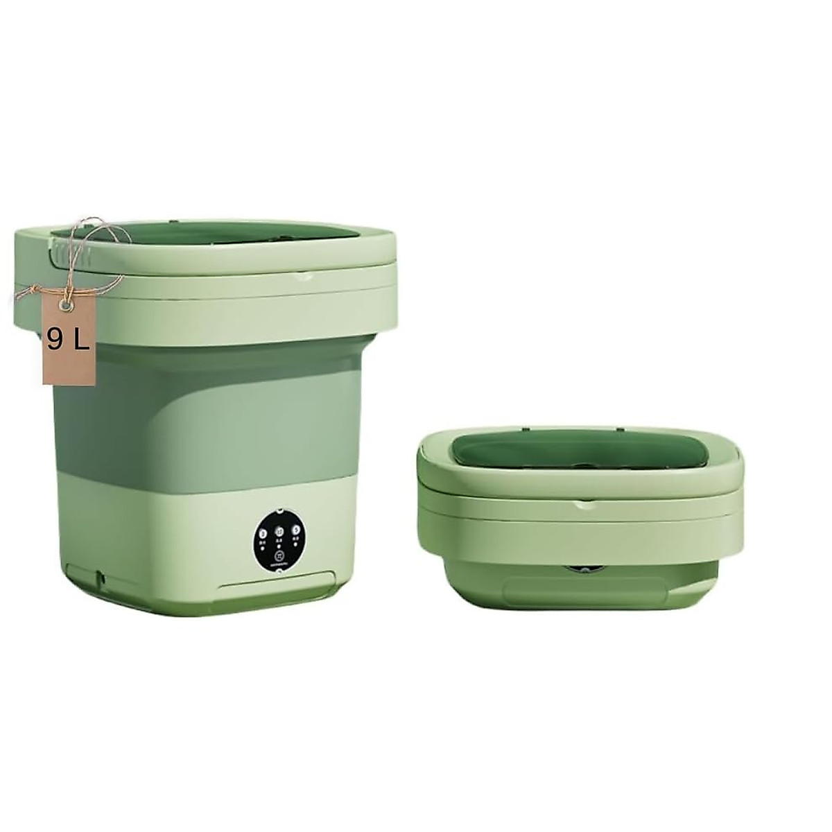 Boredbay Portable Washing Machine, 9L Large Capacity Small Washing Machine,Foldable Washing Machine with Spin-Dry Basket,Mini Washer (Green)