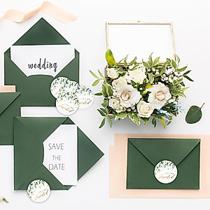Mobiusea Creation Greenery Wedding Invitation Stickers | 1.4 inch | Gold Foil | 108pcs Waterproof Wedding Envelope Stickers for Wedding, Bridal Shower, Birthday, Baby Shower and Party