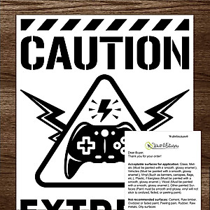 Caution extreme gamer wall sticker boys bedroom decor gaming wall art kids room decorations stickers teen gamers boy posters boy decal teenage decoration vinyl home mural funny game rooms design black