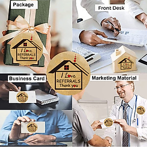 I Love Referrals Stickers House Shaped Thank You Labels 1.5" Kraft Real Estate House Stickers Agents and Sales Supplies Realtor Supplies, Salon, Small Business Mailer Seal Stickers 500 Pcs
