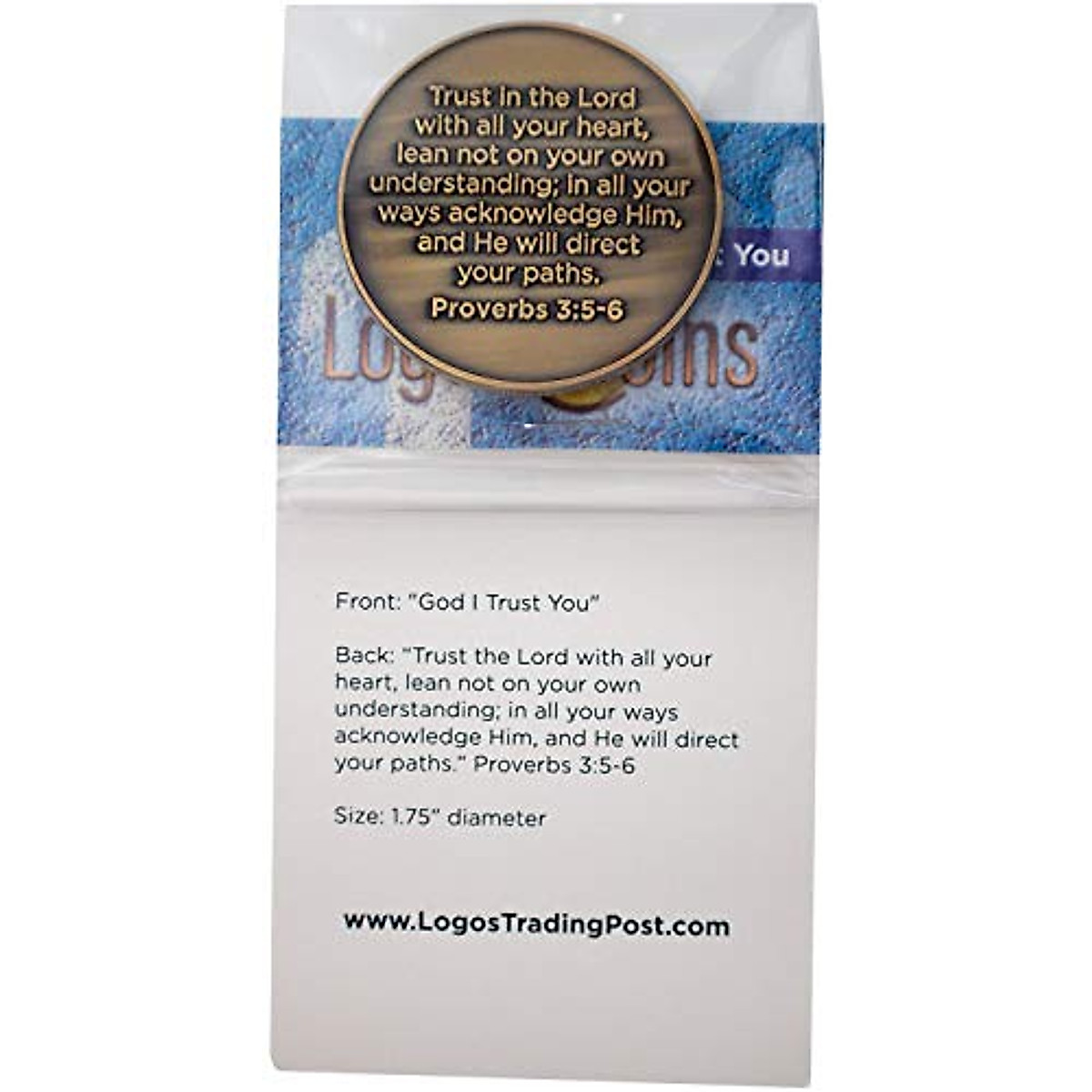 God I Trust You Christian Challenge Coin, Trust in The Lord with All Your Heart, Pocket Token of Trust and Serenity, Antique Gold Plated Proverbs 3:5-6 Gift