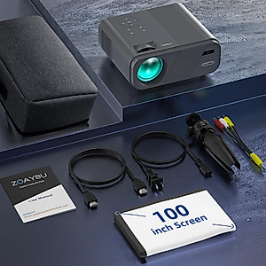 Projector with WiFi and Bluetooth, 600 ANSI 18000L 1080P, 4K Portable Projector, Auto 6D Keystone 50% Zoom, 450 '' Home Outdoor Movie Projector for PC TV Stick, iOS, Android