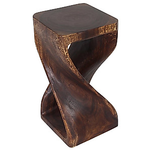 Haussmann® Original Wood Twist Stool 12 X 12 X 23 in High Mocha Oil