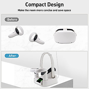VR Charging Station for Oculus Quest 2/Meta Quest 2,Ysokk Magnetic Charging Dock with 2 Rechargeable Batteries/USB-C Charger and Cable