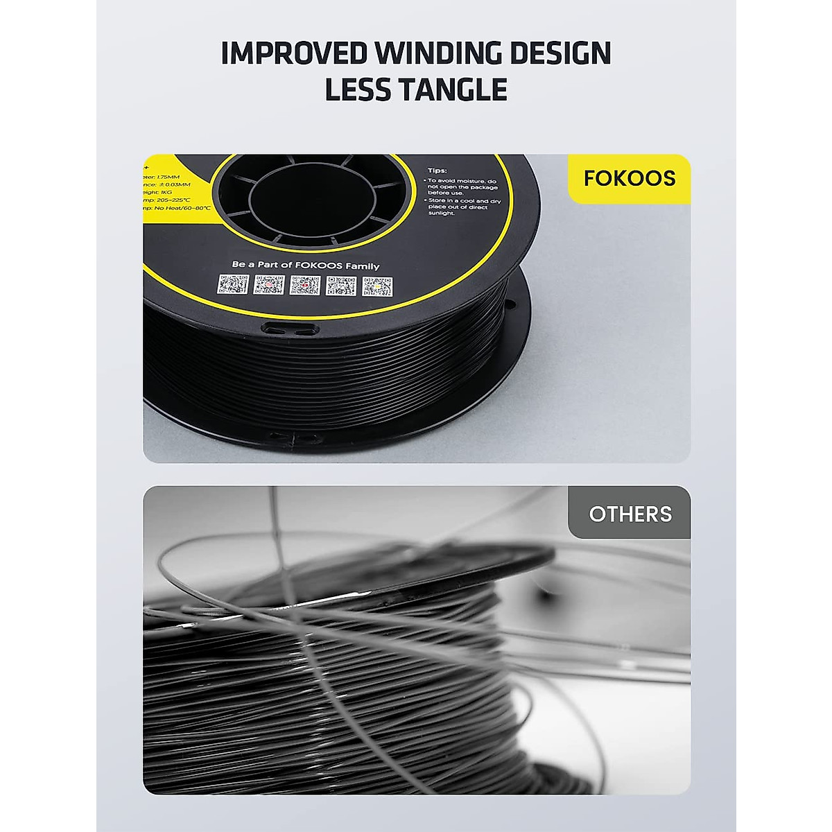 FOKOOS Grey PLA+ Filament…