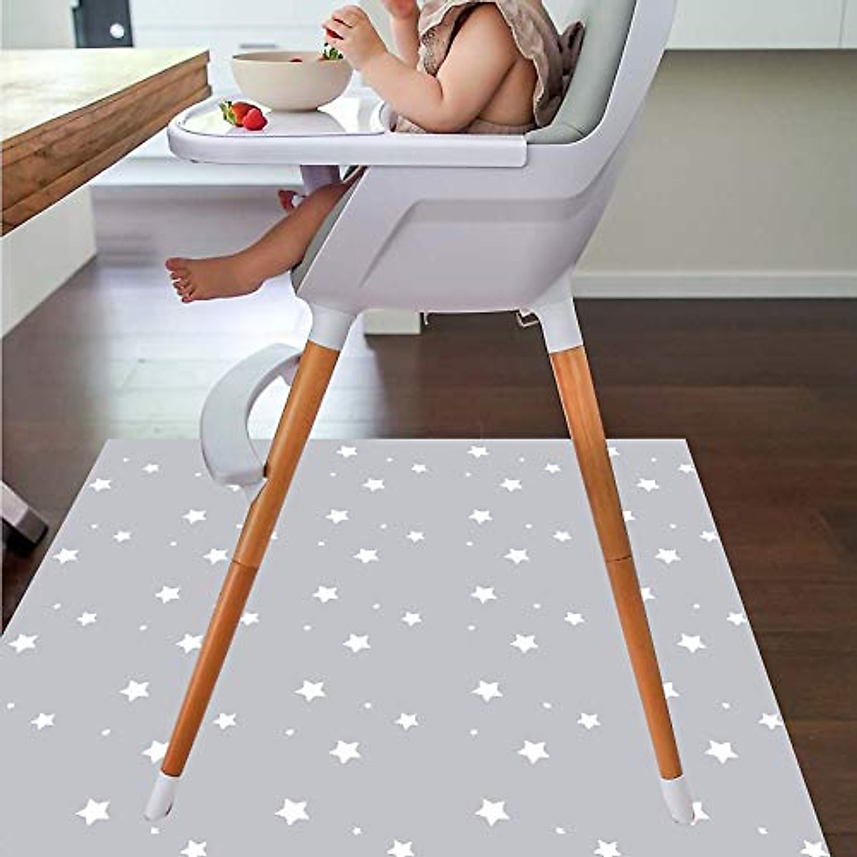 Splat Mat for Under High Chair/Arts/Crafts by CLCROBD, 51" Baby Anti-Slip Food Splash and Spill Mat for Eating Mess, Waterproof Floor Protector and Table Cloth