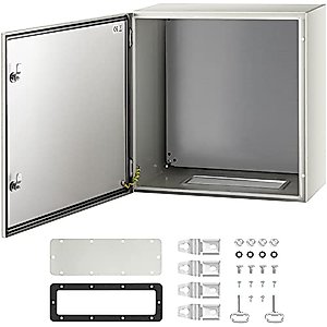 VEVOR NEMA Steel Enclosure, 24 x 24 x 12'' NEMA 4X Steel Electrical Box, IP66 Waterproof & Dustproof, Outdoor/Indoor Electrical Junction Box, with Mounting Plate