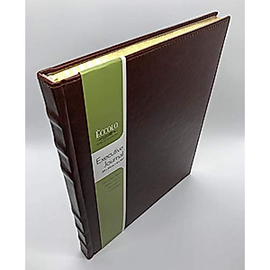 Eccolo Lined Executive Journal Notebook with Gold Edges, 256 Pages of Acid-Free Paper, Hard Cover Realistic Faux Leather, Lay Flat Design (Brown, 8x10 inches)