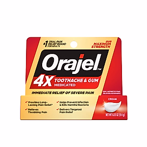 Orajel 4X for Toothache & Gum Pain: Severe Cream Tube 0.33oz- From Oral Pain Relief Brand