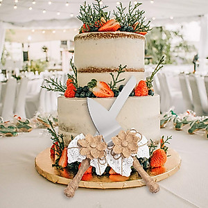 senover Rustic Wedding Cake Serving Set, Pizza Pie Cake Knife and Server Set for Custom Wedding Gift Parties Birthdays Anniversaries Supplies