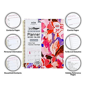 PlanAhead See IT Bigger April 2024 - June 2025 Monthly/Weekly Large Planner 8.5" x 11"and SUHEYLA Twin Fluresten Pen