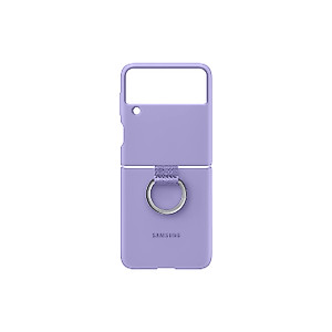 Samsung Galaxy Z Flip 3 Phone Case, Silicone Protective Cover with Ring, Heavy Duty, Shockproof Smartphone Protector, US Version, Lavender,EF-PF711TVEGUS