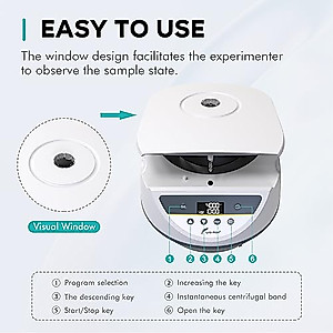 LAB FISH PRP Lab Benchtop Centrifuge Machine 6 x 2ml/5ml/10ml/15ml Capacity Test Tubes,Low Speed 500-5000r/min,Max 3074xg RCF