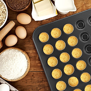 GOTOTOP Cupcake Pan, 48‑Cup Nonstick Mini Round Cupcake Pan Tray Baking Mould Bakeware Cooking Accessory, 48 Cups Muffin and Cupcake Pan, Grey