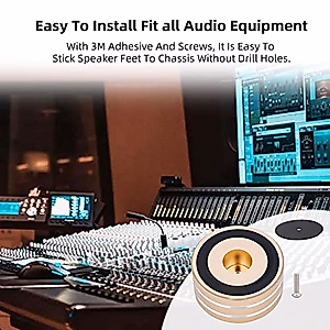 Monosaudio 4Pcs Speaker Isolation Feet Turntable Feet 40x20mm Turntable Audio Isolation feet Replacement with Non-Slip Rubber Rings for Speakers,Amps,Subwoofers,Home Theater,Turntable（Rose Gold）