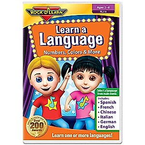 Learn A Language: Numbers, Colors & More DVD by Rock 'N Learn - Spanish, French, Chinese, Italian, German & English (6 languages on one DVD)