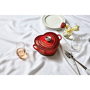 Le Creuset Signature Enameled Cast Iron Figural Heart Cocotte, 2 Quart, Cerise with Stainless Steel Knob