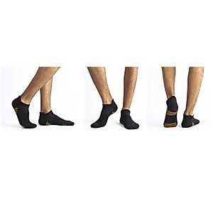 u&i socks Men's Performance Cushion Cotton Low Cut Ankle Athletic Socks with Tab, Black, 12-15 (6-Pack), (u&isocks-MEN-LT-B022)