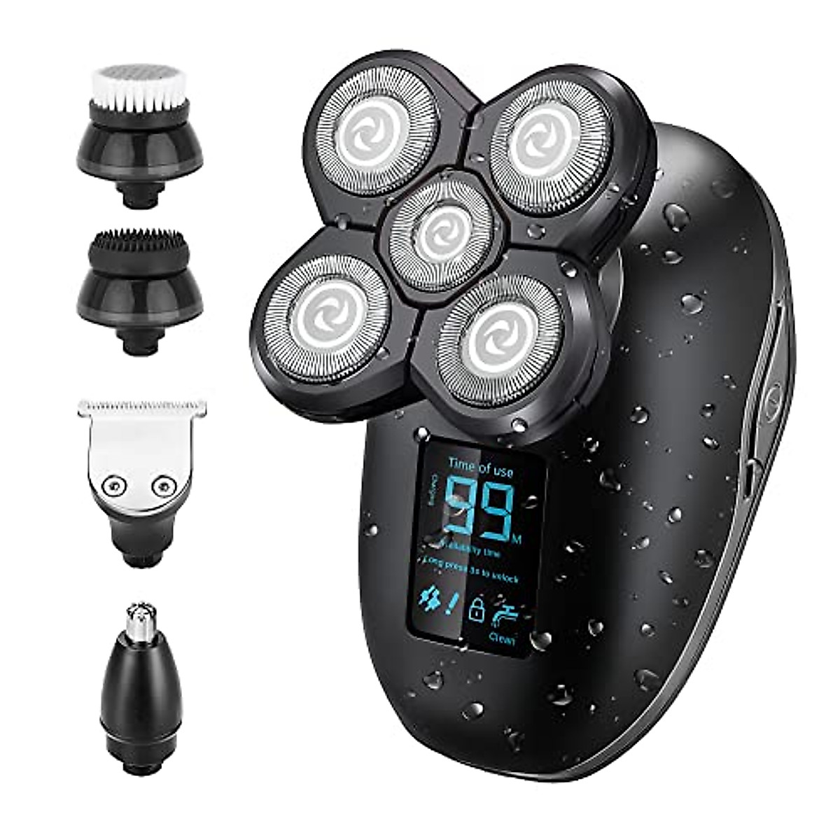 5-in-1 Electric Razors for Women, Wet/Dry 5D Women Razor & Hair Trimmer with USB Adapter & Charging Cable,5D Rechargeable Rotary Shaver with Lithium-Ion Battery, Water Resistant Grooming Kit