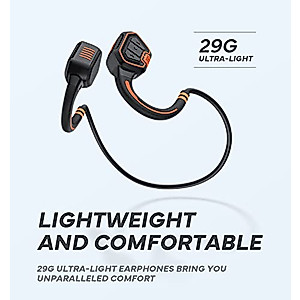 Bone Conduction Headphones Bluetooth IPX8 Waterproof Swimming Headphones, 16G MP3 Player 2 Pack Magnetic Charging Cables Wireless Open-Ear Headphones Bluetooth 5.1 with Mic for Running Driving, Orange