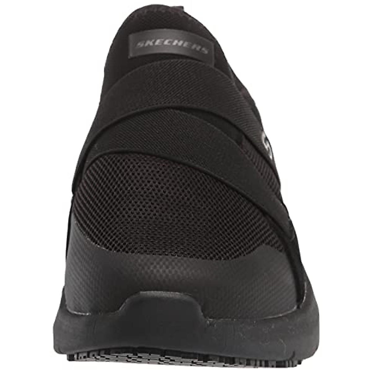 Skechers Women's Slip on Athletic Food Service Shoe, Black, 9 Wide
