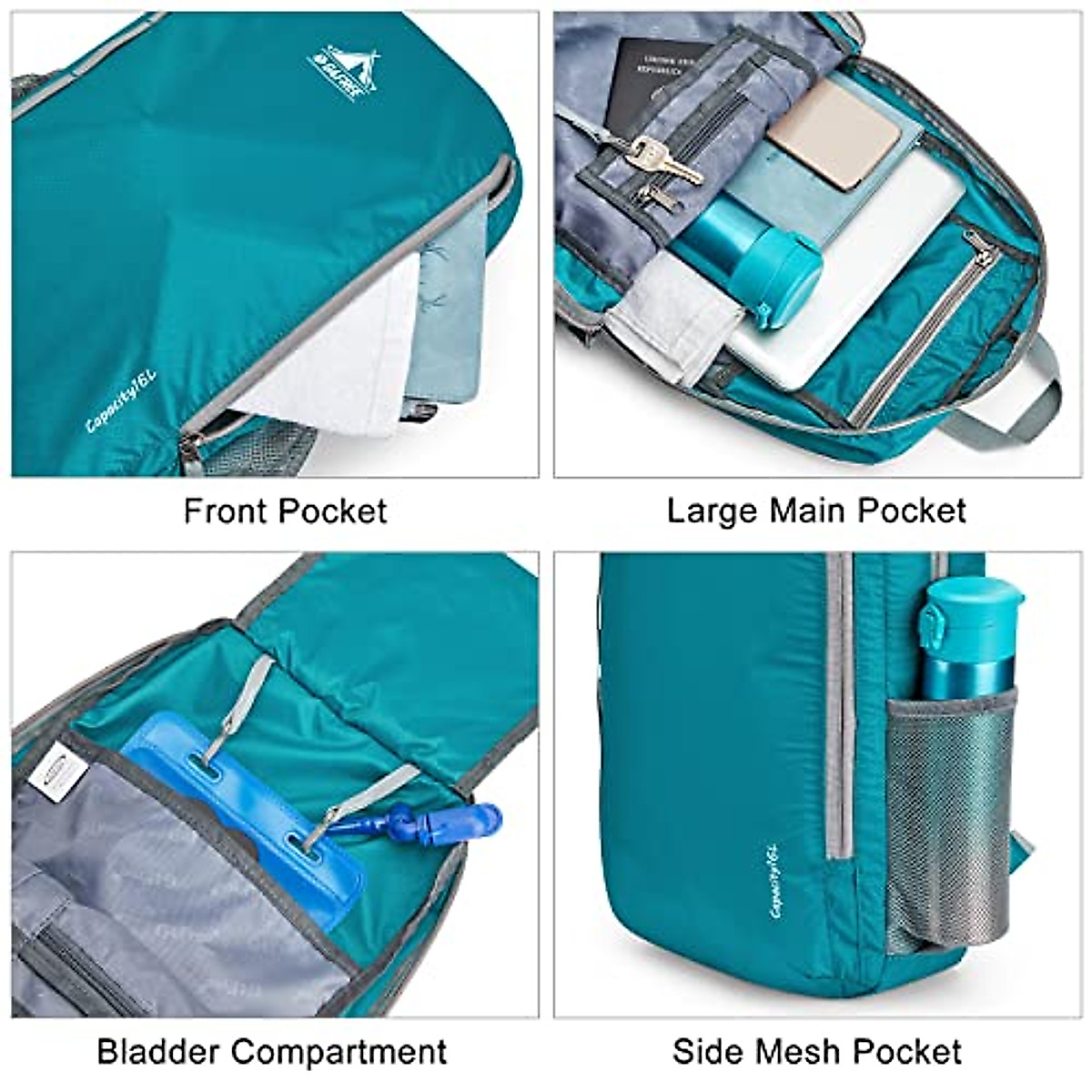 G4Free 16L Lightweight Hiking Daypack Packable Small Backpack Water Resistant Shoulder Bag for Travel Outdoor Men Women