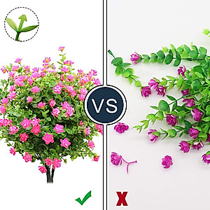 GKONGU Artificial Flowers, 4 Bundles Fake Eucalyptus UV Resistant Flowers Plastic Lotus Flowers Bouquets Greenery Shrubs Plants for Indoor and Outdoor Garden Porch Patio Office Home Decoration